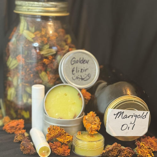 Golden Elixir bundle- 2 oz. tin and lip balm-Marigold | Huntsville Foo...